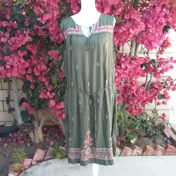 Kelly Renee | Dresses | Kelly Renee Dress Embroidered Sleeveless Olive ...